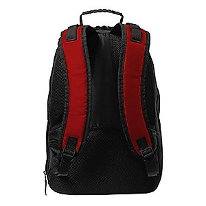 all about me company Personalized Monogrammed School Book Bag with Custom Text | Shoulder Backpack with Customizable Embroidered Monogram Design (Chili Red/Black)