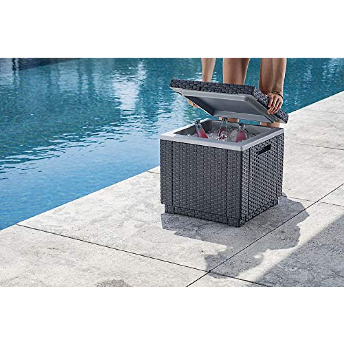 Keter Ice Cube Beer and Wine Cooler Table Perfect for Your Patio, Picnic, and Beach Accessories, Graphite