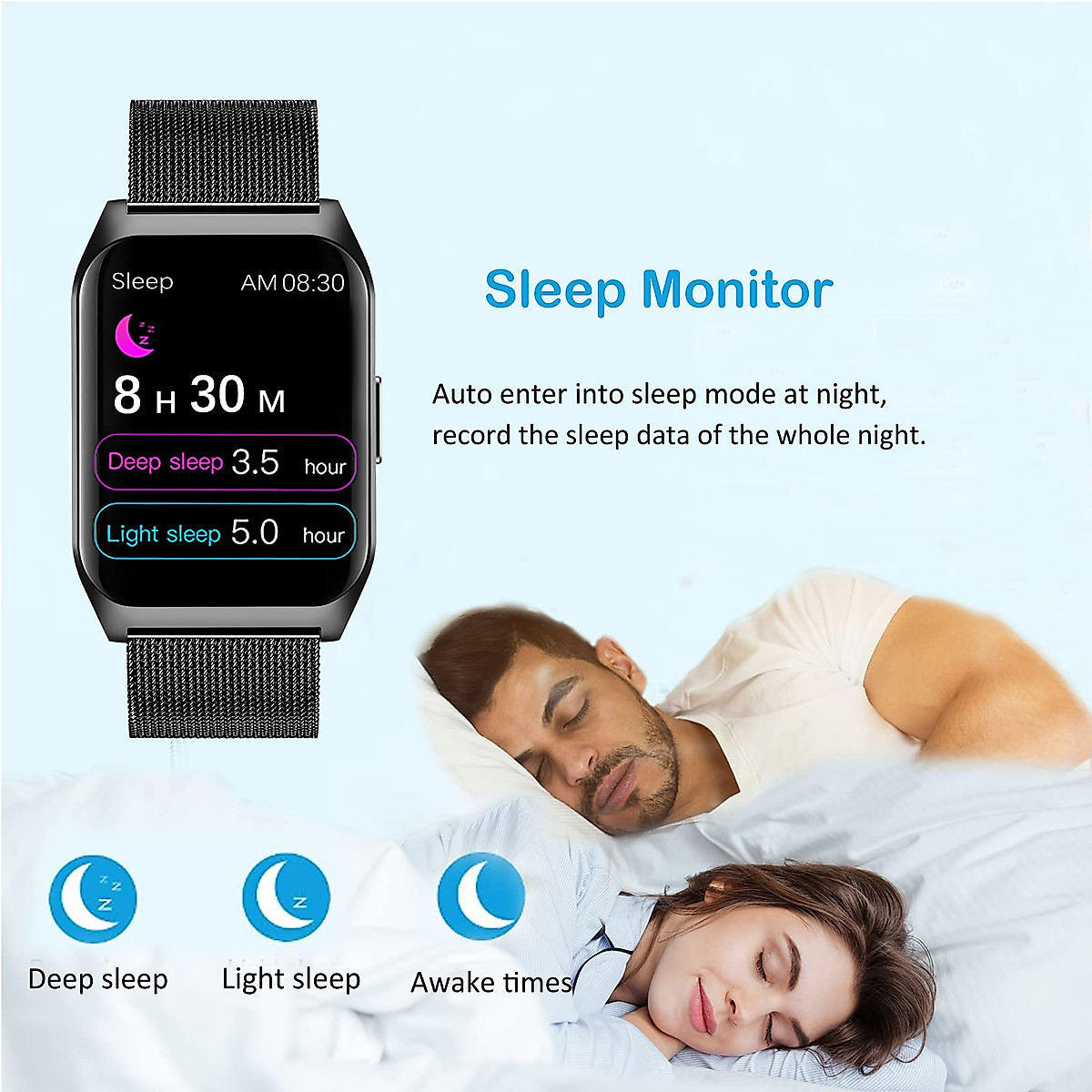 MBHB Smart Watch with Make, Answer, Refuse Call, Portable Music Player, Fitness Tracker with Heart Rate Monitor, Sleep Tracker Steps Counter for Men Women, Black