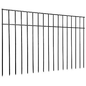 Adavin Small/Medium Animal Barrier Fence 10 Pack 24in(L) X 15in(H) Underground Decorative Garden Fencing, Dog Rabbits Fences Black Metal Fence Panel Ground Stakes for Outdoor Patio. Total Length 20Ft