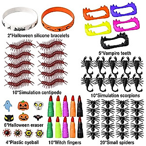 136Pcs Halloween Party Favors-Halloween Toys Assortment for Kids-Mini Candy Cauldron Kettles with Halloween Toys in Bulk-Trick or Treat, Goodie Bags Stuffers, Carnival Prizes, Party Supplies