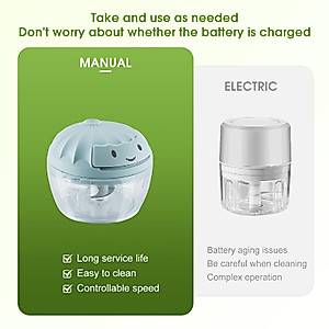 SAYIHEXIHE Garlic Chopper Mini Manual Hand Food Chopper for Kitchen Onion Dicer Crusher Garlic Mincer Blue 160ml