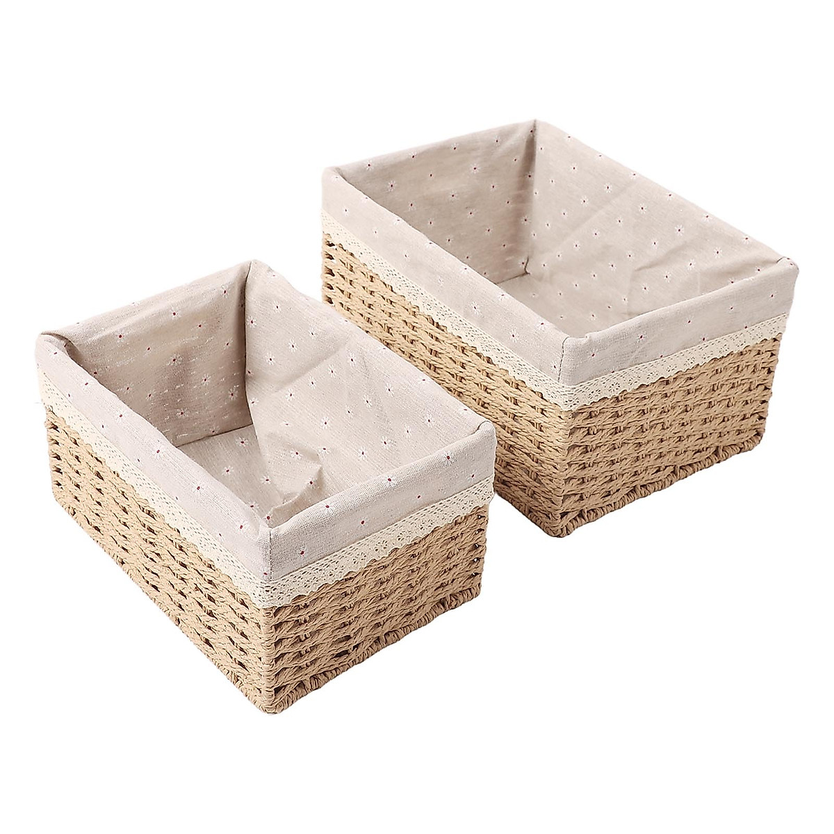 Set of 4 Straw Woven Various Sizes Stackable Bathroom Baskets Organize Home, Bedroom, office