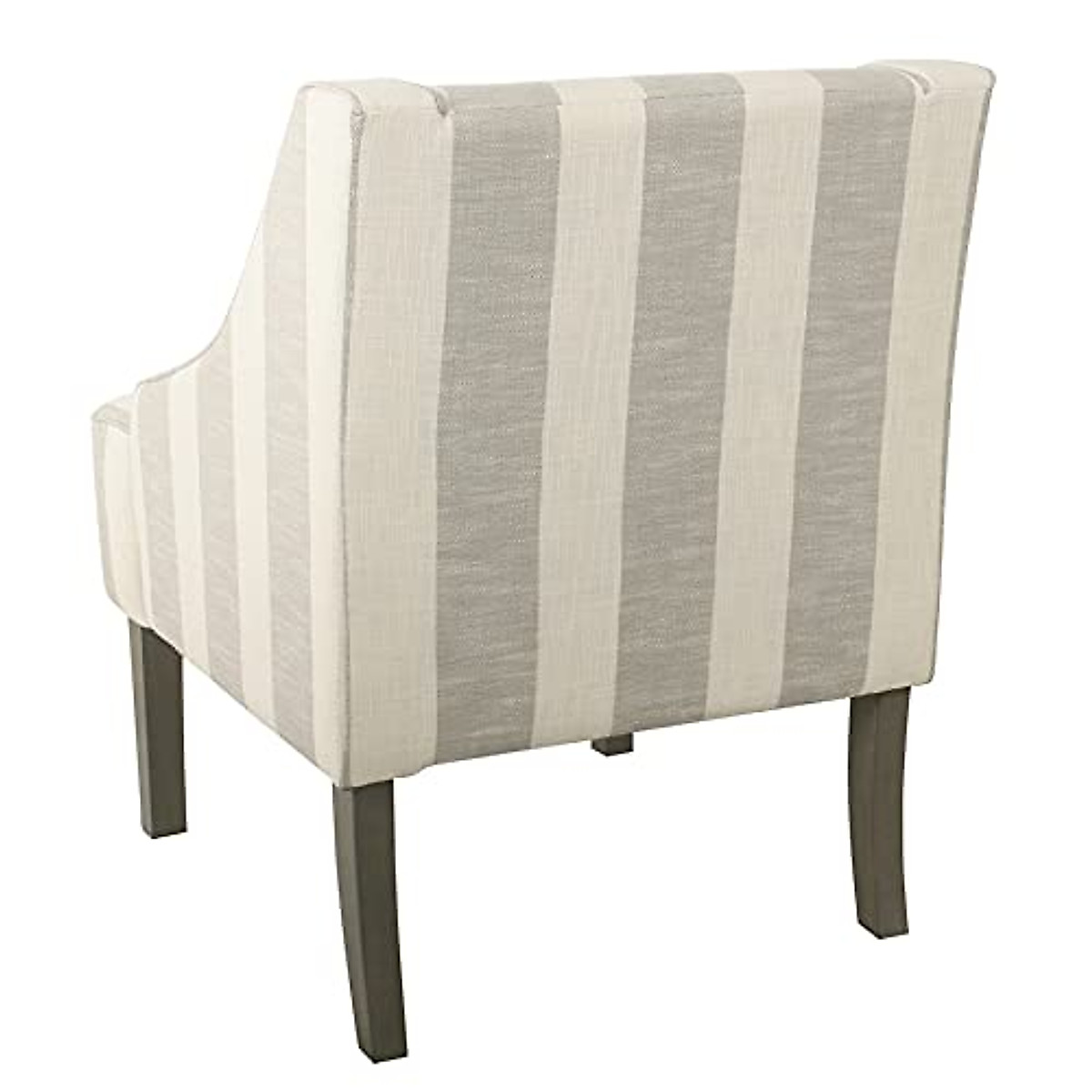 HomePop Velvet Swoop Arm Accent Chair, Grey Awning Stripe