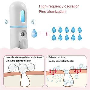 Nano Facial Mister, Portable Mini Cool Mist Facial Steamer Moisturizing Hydrating Face Sprayer for Skin Care, Makeup, Cleaning Pores, Eyelash Extensions, Summer Cool (White)