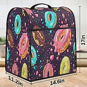 DXTKWL Pink Donut Chocolate Theme Coffee Maker Cover Dust protection,Cute Coffee Machine Cover with Pockets and Top Handle， Easy Clean 14.6 * 11.2 * 17inch