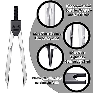 EKG Caliper ECG Calipers Measuring Tool with Ruler Electrocardiogram Drafting Divider for Nursing (Black,2 Pieces)