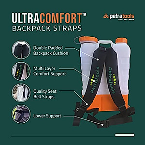 PetraTools 4 Gallon Battery Powered Backpack Sprayer (HD4000) – Extended Spray Time Long-Life Battery - New HD Wand Included, Wide Mouth Lid, Multiple Nozzles & Battery Included