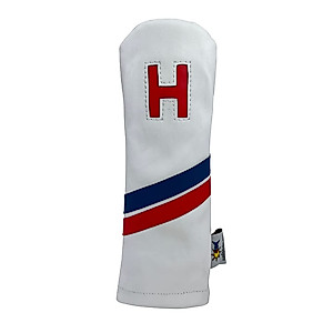 White Blue Red Sunfish Leather Golf Headcover 5 Piece Set 1 3 5 X H Driver Fairway Hybrid