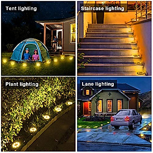 Solar Powered Ground Lights 8 Pack,IP68 Waterproof Outdoor LED Disk Lights for Garden,Non-Slip Landscape Path Lighting for Patio Lawn Yard,Pathway Wear-Resistant Deck Lights Walkway Decor(Warm White)