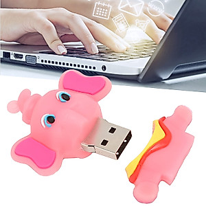 Kafuty-1 128GB Cute USB Flash Drive, Pink Elephant Cute Memory Stick Stitch Thumb Drive, Novelty Cartoon USB Jump Drive for Storage(128GB)