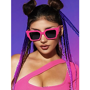 SORVINO Trendy Square Sunglasses for Women Ladies Square Oversized Frame Sun Glasses Hot Pink Black Sunnies