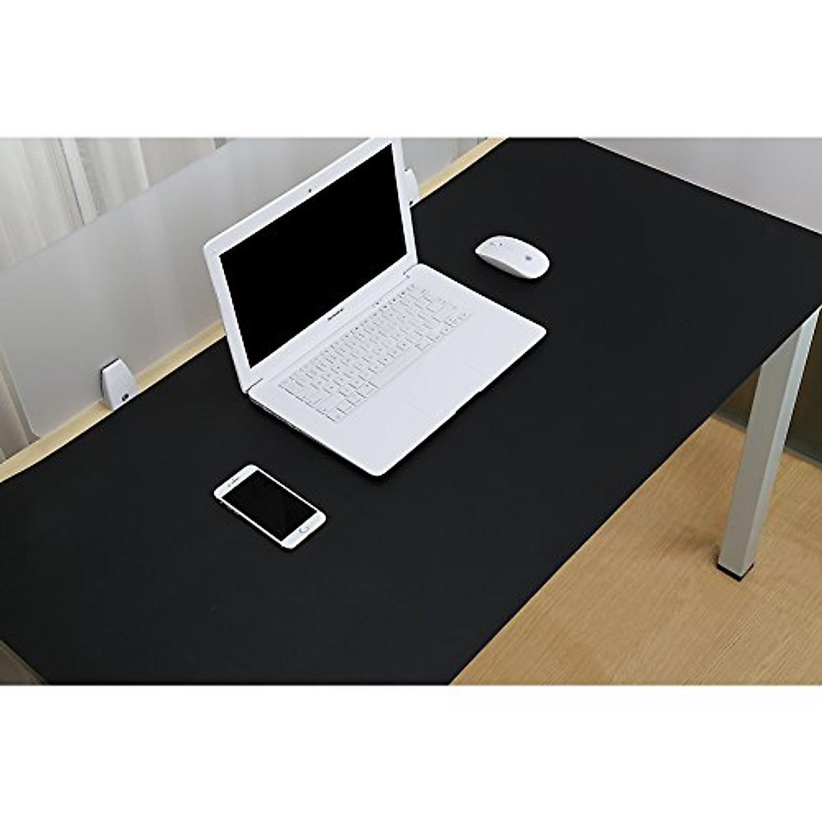 KINGFOM Desk Pad Office Desktop Protecter, PU Leather Desk Mat Blotters Organizer with Comfortable Writing Surface (47.2" x 23.6", Black)