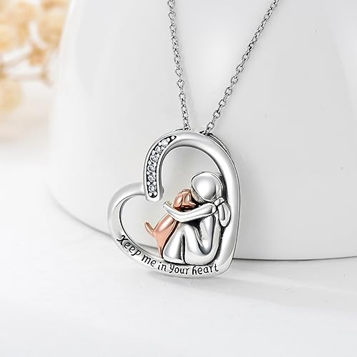 JUSTKIDSTOY Dog Urn Necklace for Ashes 925 Sterling Silver Heart Cremation Jewelry Dog Keepsake Memorial Bereavement Pet Loss Gifts for Women