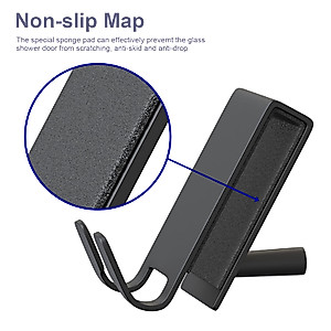 KITHOLD Shower Door Hooks, 2 Pack Triple Shower Towel Hook for Bathroom Frameless Glass Door, Stainless Steel Over Shower Door Hook for Hanger Towels, Razor, Shower Squeegee (Black)