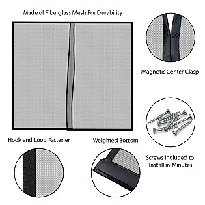 Pure Garden One Car Garage Door Screen – Heavy-Duty Weighted Mesh Curtain with Magnetic Closure for Mosquito, Insect, and Sun Protection