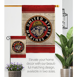 Marine Bulldog Burlap Garden Flag - Set with Stand Armed Forces Corps USMC Semper Fi United State American Military Veteran Retire Official - House Banner Small Yard Gift Double-Sided 13 X 18.5