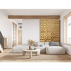 Acepunch 6 Finland Wooden 3D Wall Art Panel Home Decorative Sound Absorbing Dampening Tile Soundproofing Acoustic Music Insulator Noise reduction Home Office Studio Room Finnish Style 12x12in AP1234