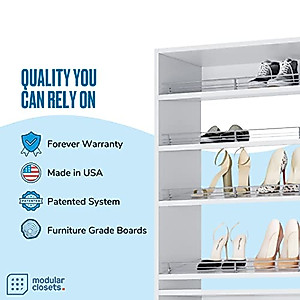 Closet Shelves Tower - Modular Closet System with Shoe Shelves (8) - Corner Closet System - Closet Organizers and Storage Shelves (White, 19.5 inches Wide) Closet Shelving