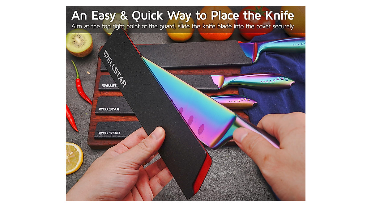 WELLSTAR Knife Edge Guards Set - 5 Universal Blade Covers for Kitchen ...