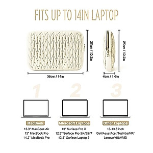 Puffy Laptop Sleeve 13 Inch 14 Inch, Shockproof Water-Repellent Cute Laptop Case for Women, Quilted Puffer Laptop Cover Compatible with MacBook Air M2 M1, MacBook Pro 13 in 14 in, iPad Pro 12.9