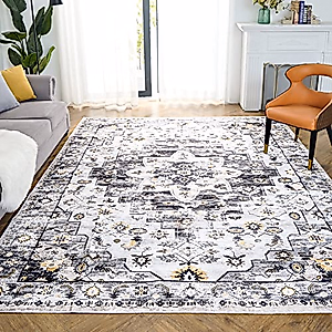 OIGAE Washable Rug 5x7 for Living Room Farmhouse Vintage Boho Persian Area Rug for Bedroom Dinning Room Office Non-Shedding Indoor Rug Home Decor