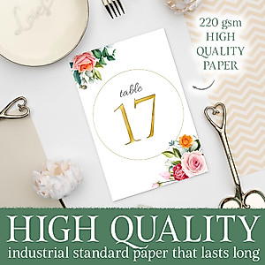 Table, Numbers, Cards 1-30 and Mini Table Numbers, Holders, Table, Numbers, Card for Wedding, Anniversary, Birthday, Party Table, Numbers, Cards Floral, Size 4'x6' Plus Head Table Card and Gift