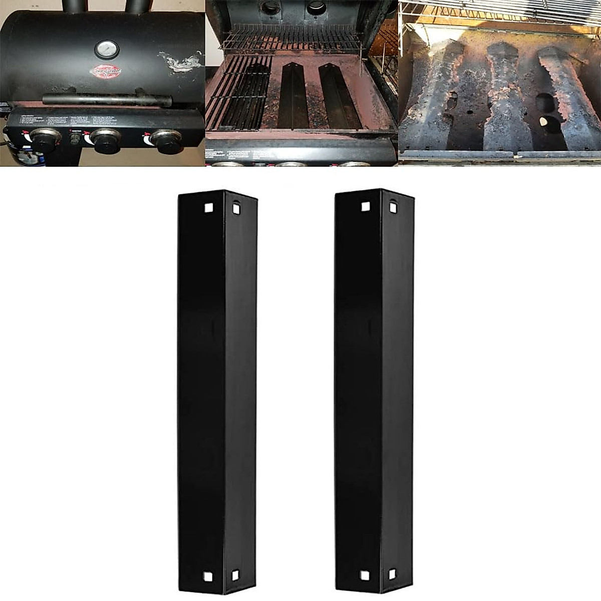 Moriintl 2PCS Grill Parts for Chargriller 5050, 3001, 3008, 3030, 4000, 5252, 5650,Heat Plate Replacement Parts for King Griller 3008, 5252,Heat Shield Tent Deflector 95051 (PORCELAIN-95051-2PCS-G)