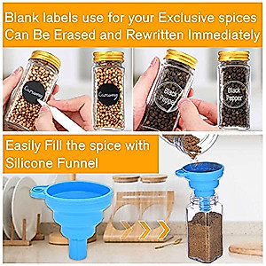 36 Pack Spice Jars with Label, 4 Oz Glass Clear Seasoning Jars, Square Spice Bottles with Shaker Lids and Airtight Metal Caps, Chalk Marker and Collapsible Funnel