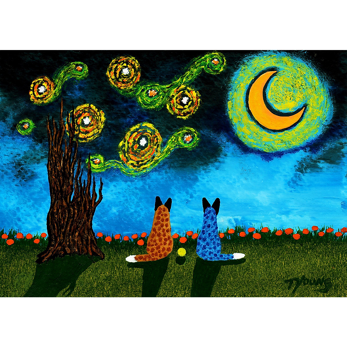 Red Blue Heeler Australian Cattle Dog Art PRINT by Todd Young STARRY SKY