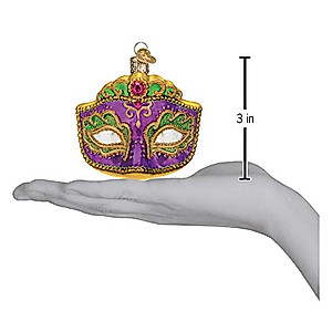 Old World Christmas 36241 Cities, Places and Landmarks Glass Blown Ornaments for Christmas Tree Mardi Gras Mask, 3 X 3 X 2.5