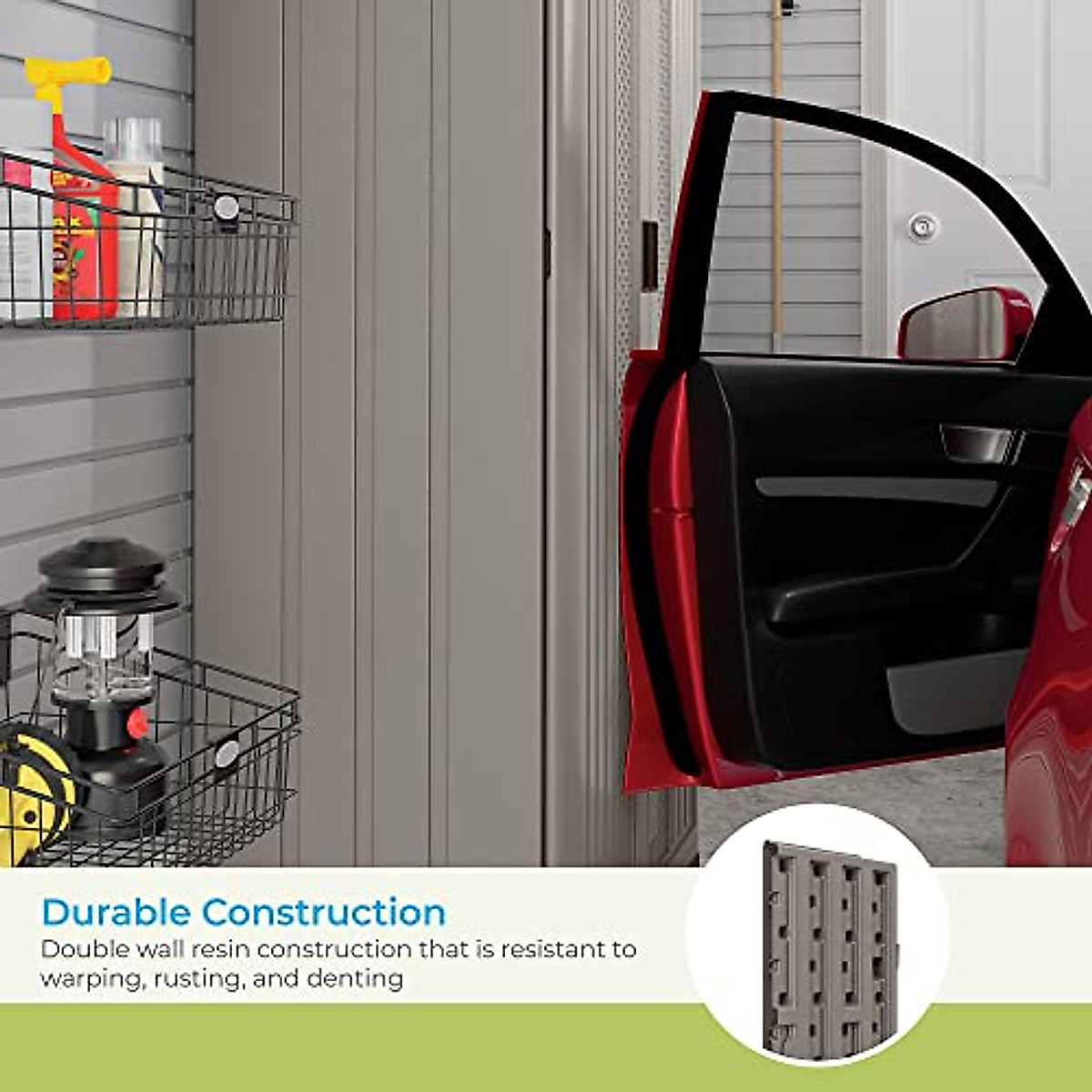 Suncast BMC3000 Cabinet-Resin Construction for Wall Mounted Garage Storage, 30.25" Organizer, Silver/Platinum