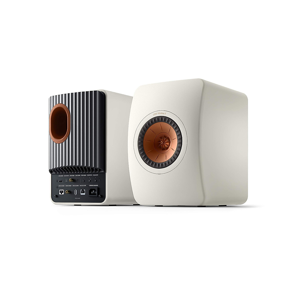 KEF LS50 Wireless II (Pair, Mineral White) & KC62 Subwoofer (White)
