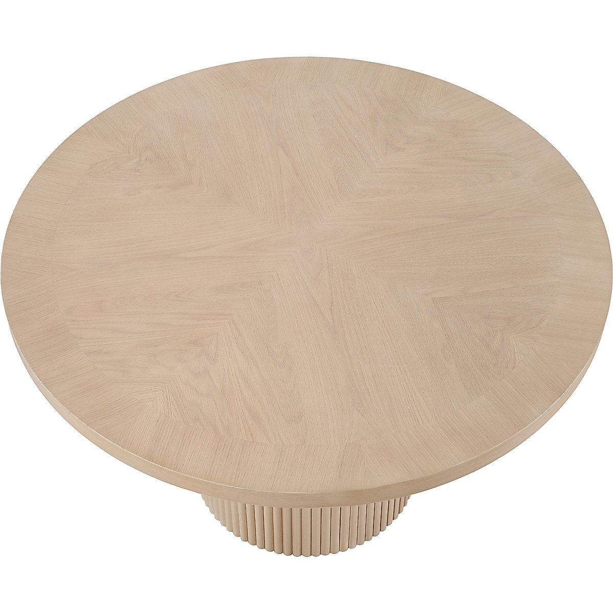 Meridian Furniture 728Oak-T Belinda Collection Mid-Century Modern Dining Table, Solid Wood Base, Natural Finish Oak Wood Veneer MDF Top, Round Top, Fluted Base, 48" W x 48" D x 31" H, Oak
