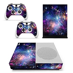 FOTTCZ Vinyl Skin for Xbox One Slim Console & Controllers Only, Sticker Decorate and Protect Equipment Surface, Multi Nebula