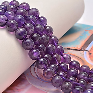 HAAMIIQII 45pcs 8mm Natural Amethyst Stone Beads Round Loose Gemstone Beads for Jewelry Making Strand 15 Inch