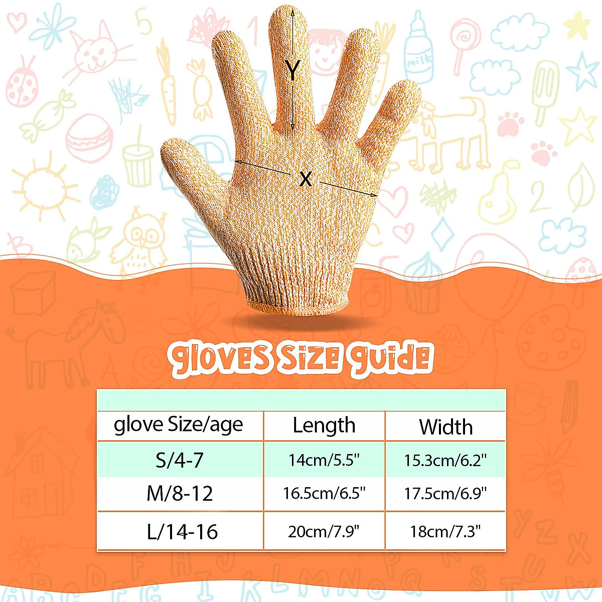 4 Pairs Kids Cut Resistant Gloves Level 5 Safe Gloves Protection for Kitchen Garden, Oyster Shucking, Crafts, DIY (Small)