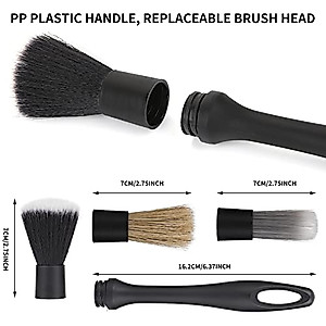 Cobee Car Detailing Brush Set, 3 Pcs Car Interior Detailing Brushes Natural Boars Hair Detail Brush Auto Ultra-Soft Detail Cleaning Brush Tool for Interior/Exterior Automotive Trim Wheel Rim Engine