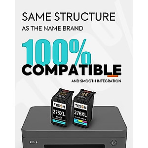 TESEN 275XL 276XL Remanufactured Ink Cartridge Replacement for Canon PG-275XL CL-276XL 275 276 XL Use with Canon PIXMA TS3500 TS3520 TS3522 TR4720 TR4722 TR4700 Printer (1 Black+1 Color Combo)