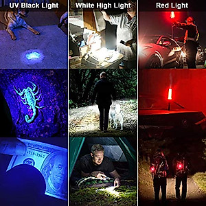 UV Flashlight Black Light, USB Rechargeable Flashlight with Magnetic Base - 1000lm High Light, Side Light, 7 Modes, Zoomable, Waterproof – LED Torch for Mechanics Pet Urine Stains Detection (1)