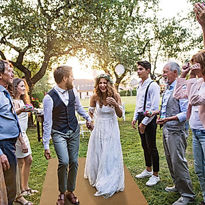 Tudomro Extra Long Natural Burlap Wedding Aisle Runner Outdoor Jute Burlap Aisle Runner for Wedding Ceremony Rustic Indoor Wedding Runner Carpet for Walkway(Elegant Style, 40 Inch x 30 Ft)