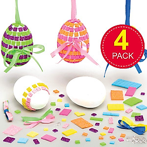 Baker Ross AT423 Mosaic Easter Egg Kits - Pack of 4, Creative Easter Art and Craft Supplies for Kids to Make and Decorate