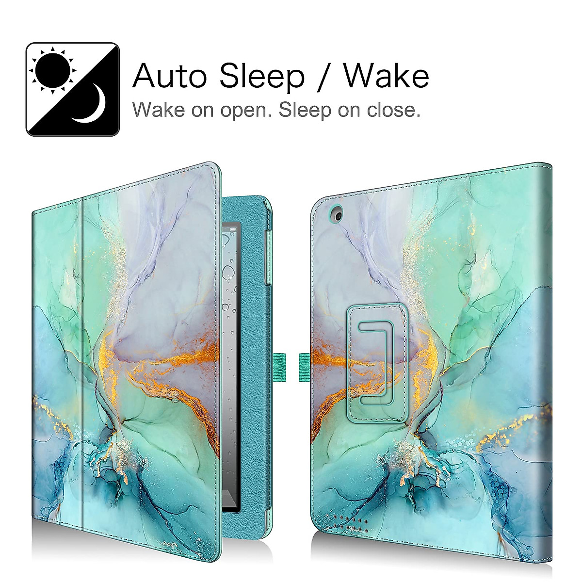 Fintie Folio Case for iPad 4th Generation (2012 Model), iPad 3rd Generation (2012 Model), iPad 2 (2011 Model) 9.7 inch Tablet - Smart Stand Protective Cover with Auto Sleep Wake, Emerald Marble