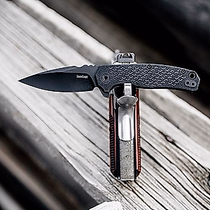 Kershaw Conduit Folding Pocket Knife, 2.9 inch Assisted Opening Blade, Black Spearpoint Blade, Liner Lock, Pocketclip,grey