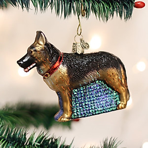 Old World Christmas Dog Collection Glass Blown Ornaments for Christmas Tree, German Shepherd