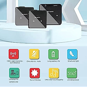 Wireless Lavalier Microphone, for DSLR Cameras Camcorders Mobile Phone Computer Sound Card, Noise Reduction Omnidirectional Clip On Mic System, for Recording
