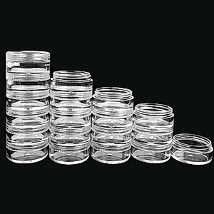 Beauticom 6 Pack(36 Pieces) 5G/5ML Stackable Round Transparent Plastic Jars for Herbs, Spices, Tea Leaves, Cooking Oils