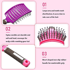 Patelai 4 Pieces Vent Hair Brushes Detangling Curved Brushes Massage Vented Styling Hair Comb Barber Hairdressing for Women,4 Color