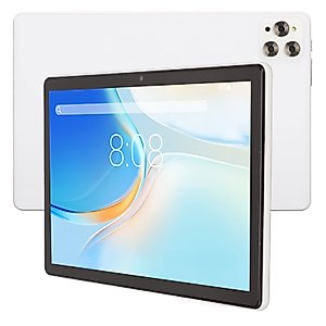 DAUZ HD Tablet, IPS Screen 100-240V Octa Core Processor Night Reading Mode 10 Inch Tablet for Android 11 for Study (White)