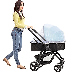 HUAILEI Baby Mosquito Net - Durable Stroller Cover,Honeycomb Grid Stroller Netting Mosquito for Baby Bug Net for Strollers,Bassinets, Child Safety Seat and Portable Mini Crib （2PCS,White and Brown
